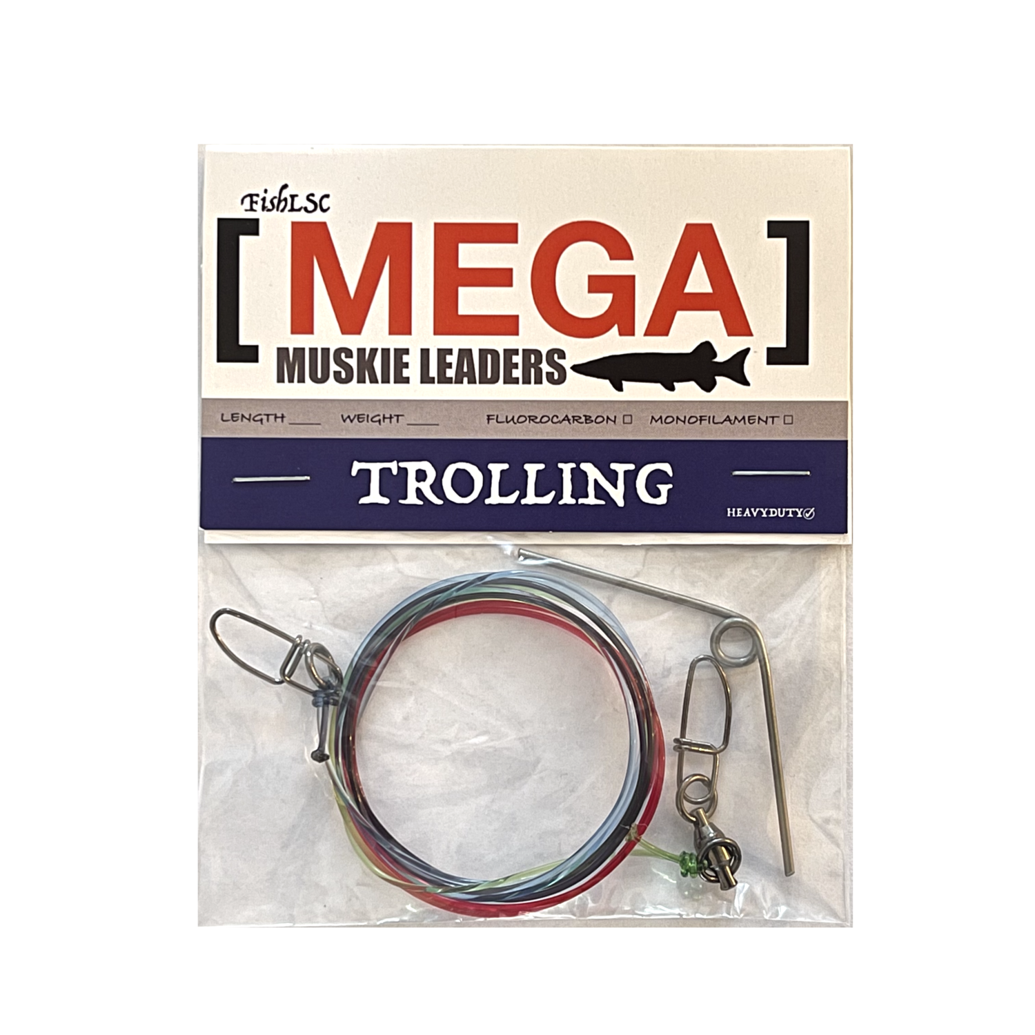 Mega Muskie Leaders 5ft 80# AFW Camo Monofilament Trolling | LSC Pro Tackle